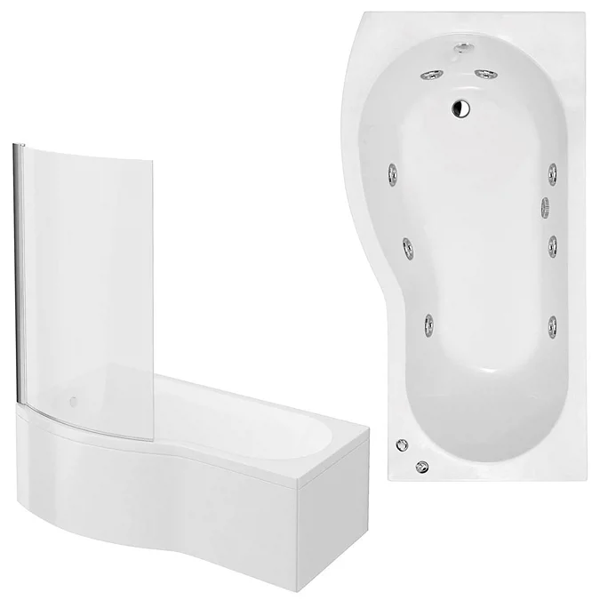Laguna Whirlpool Spa 8 Jet B-Shaped Shower Bath with Screen + Panel ...