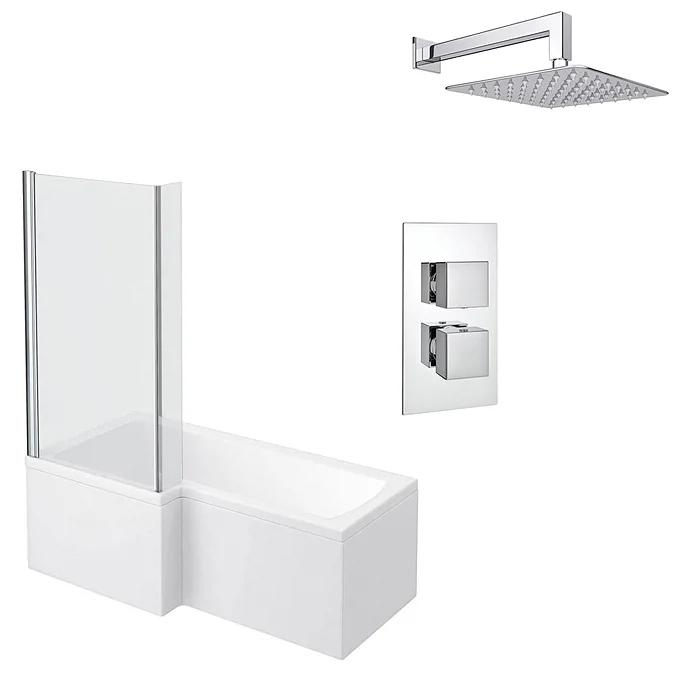 Milan Shower Bath + Concealed 1 Outlet Shower Pack (1700 L Shaped with ...