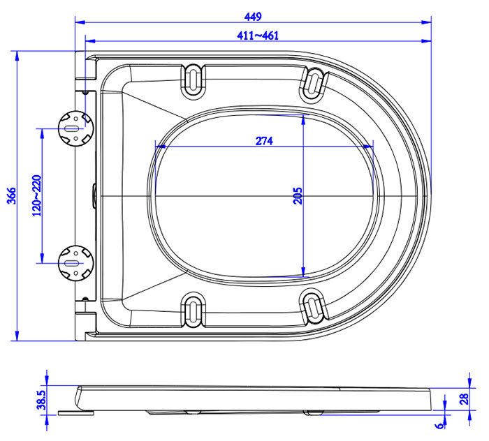 RAK Tonique Close Coupled BTW Toilet incl. Soft Close Seat - Bath Head