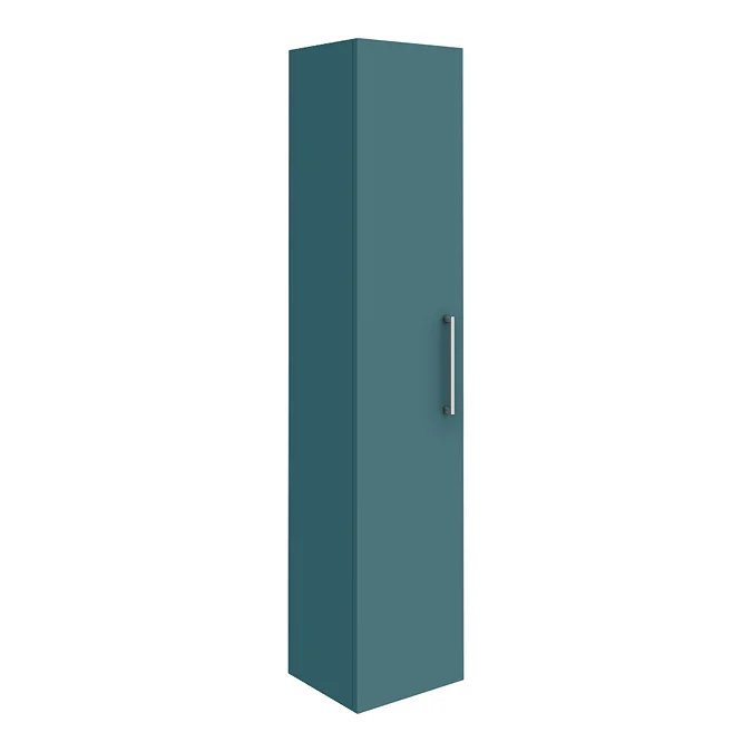 Arezzo Matt Green Wall Hung Tall Storage Cabinet with Chrome Handle ...