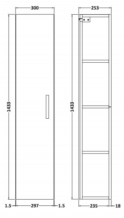 Arezzo Matt Green Wall Hung Tall Storage Cabinet with Chrome Handle ...