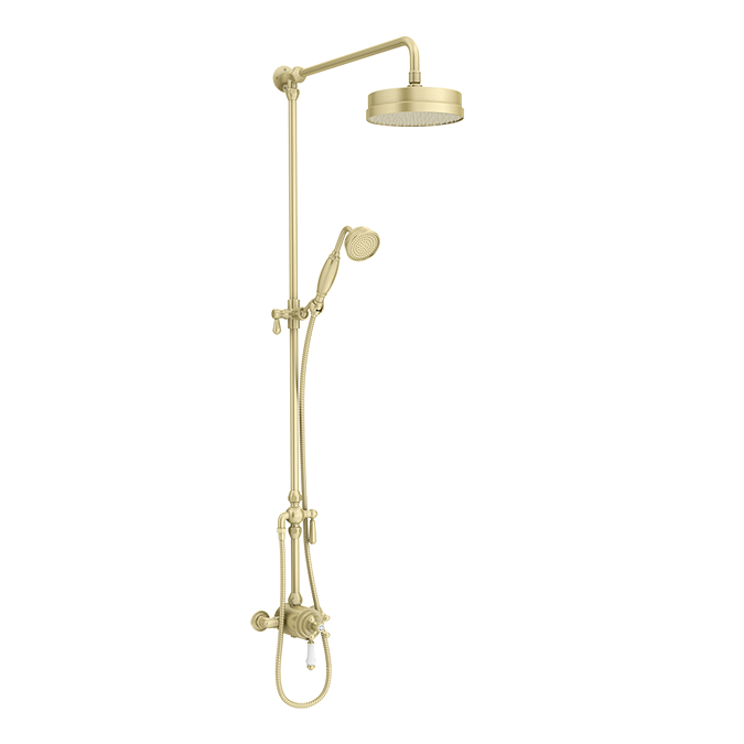 Hudson Reed Brushed Brass Thermostatic Shower Valve & Rigid Riser Kit ...