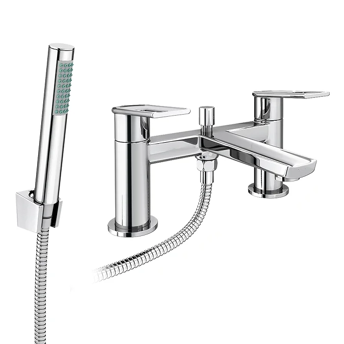 Valencia Modern Bath Shower Mixer inc. Shower Kit - Bath Head