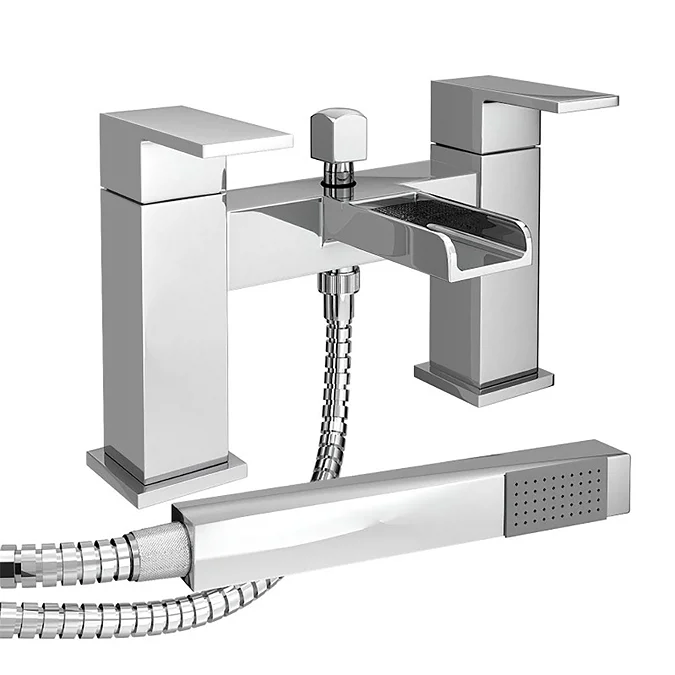 Monza Waterfall Bath Shower Mixer Taps + Shower Kit - Bath Head
