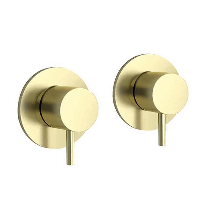 JTP Vos Brushed Brass Wall Mounted Side Valves (Pair) - Bath Head