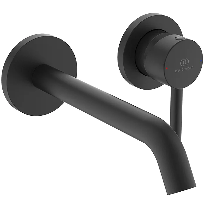 Ideal Standard Silk Black Ceraline Wall Mounted Basin Mixer - Bath Head