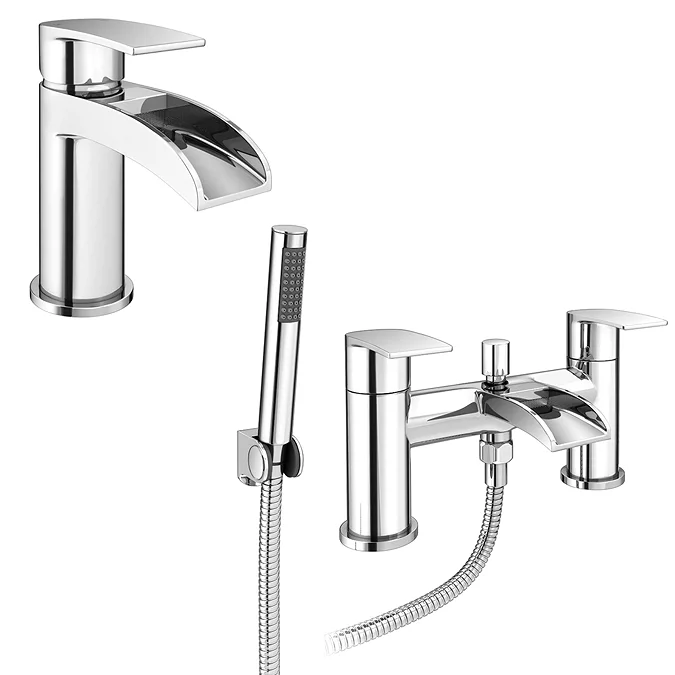 Enzo Waterfall Tap Package (Bath Shower Mixer + Basin Tap) - Bath Head